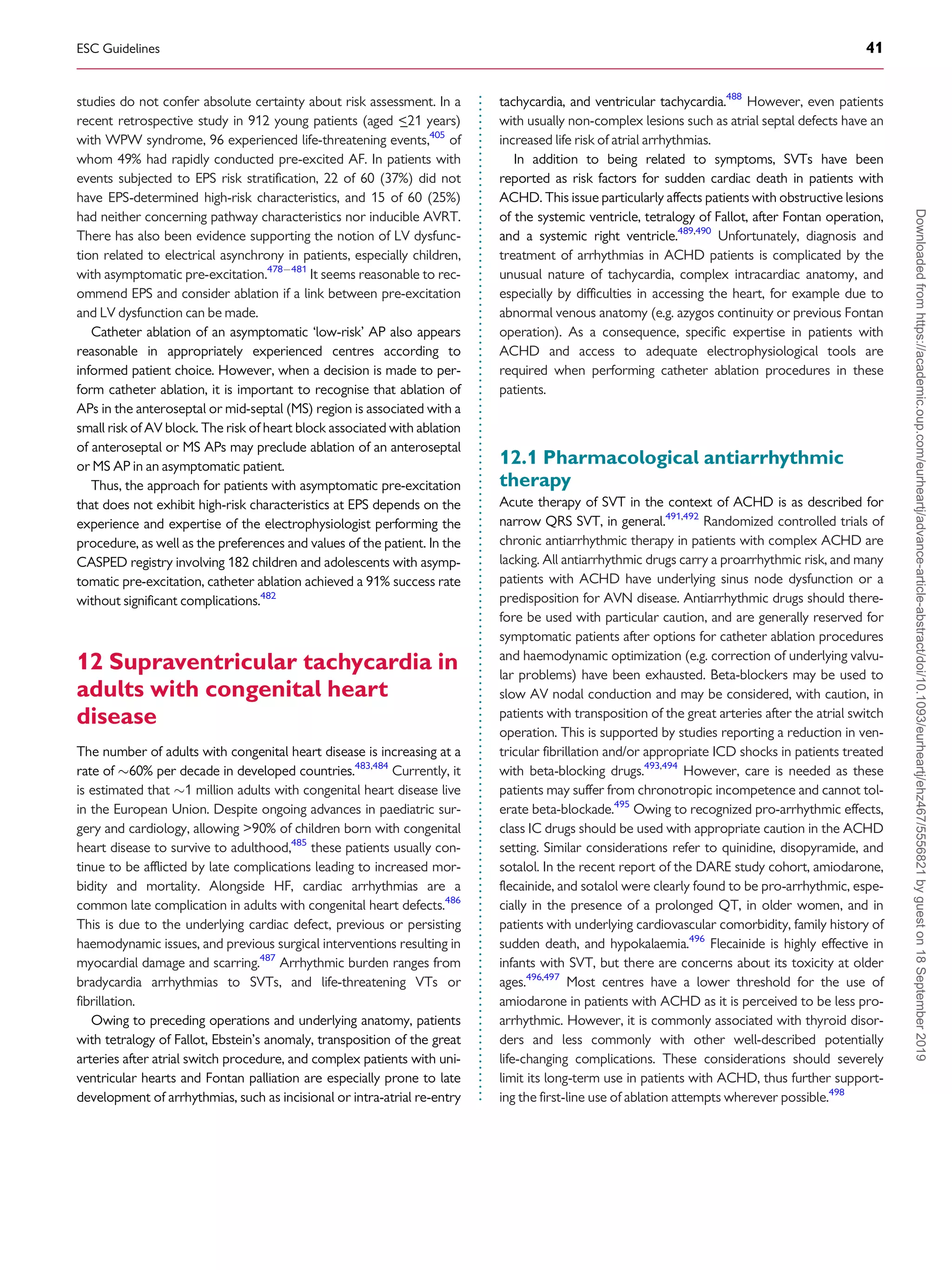 Brugada 2020 esc guidelines for the management supraventricular
