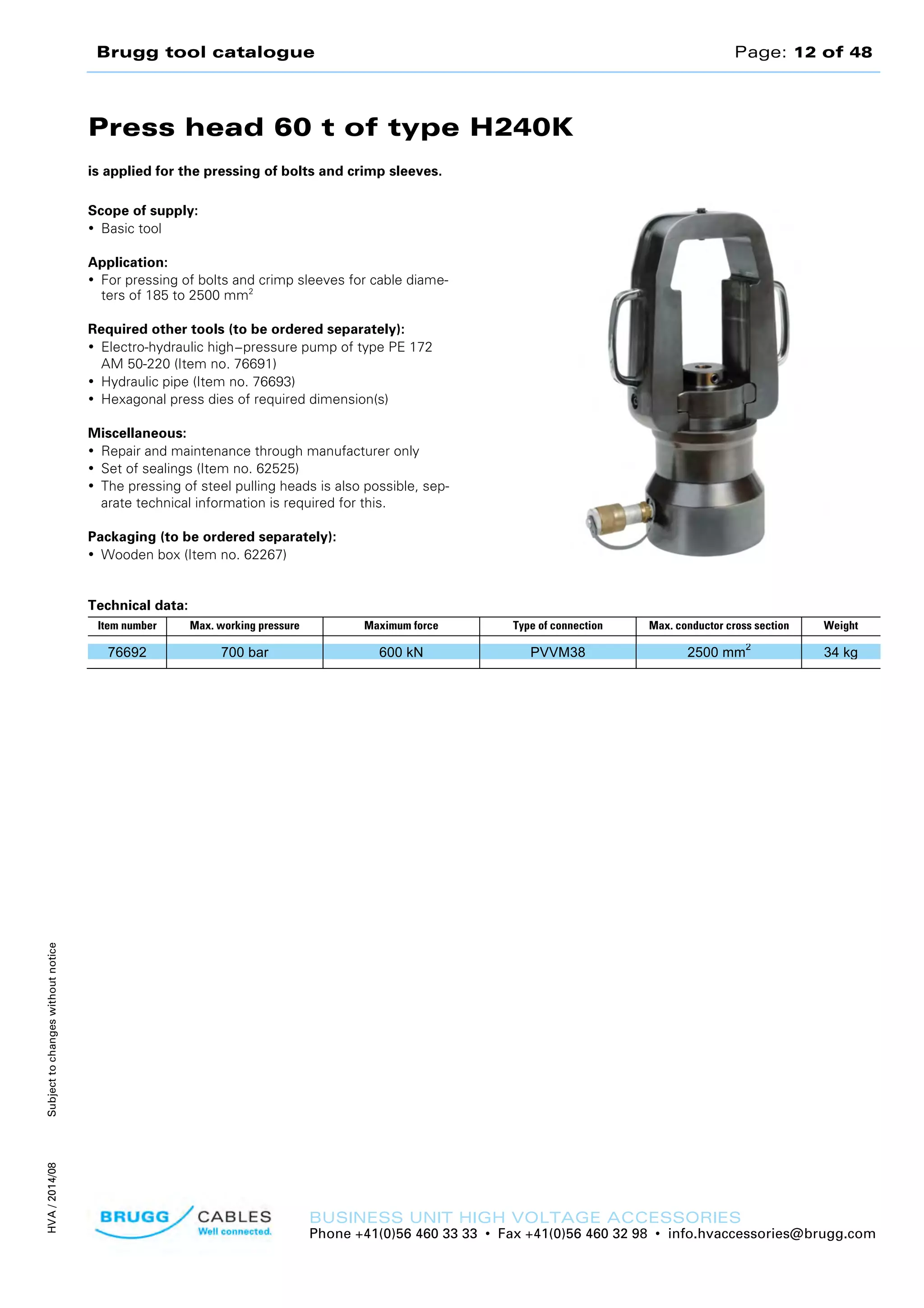 Brugg Cable Tools - High Voltage Cable Jointing Tools | PDF