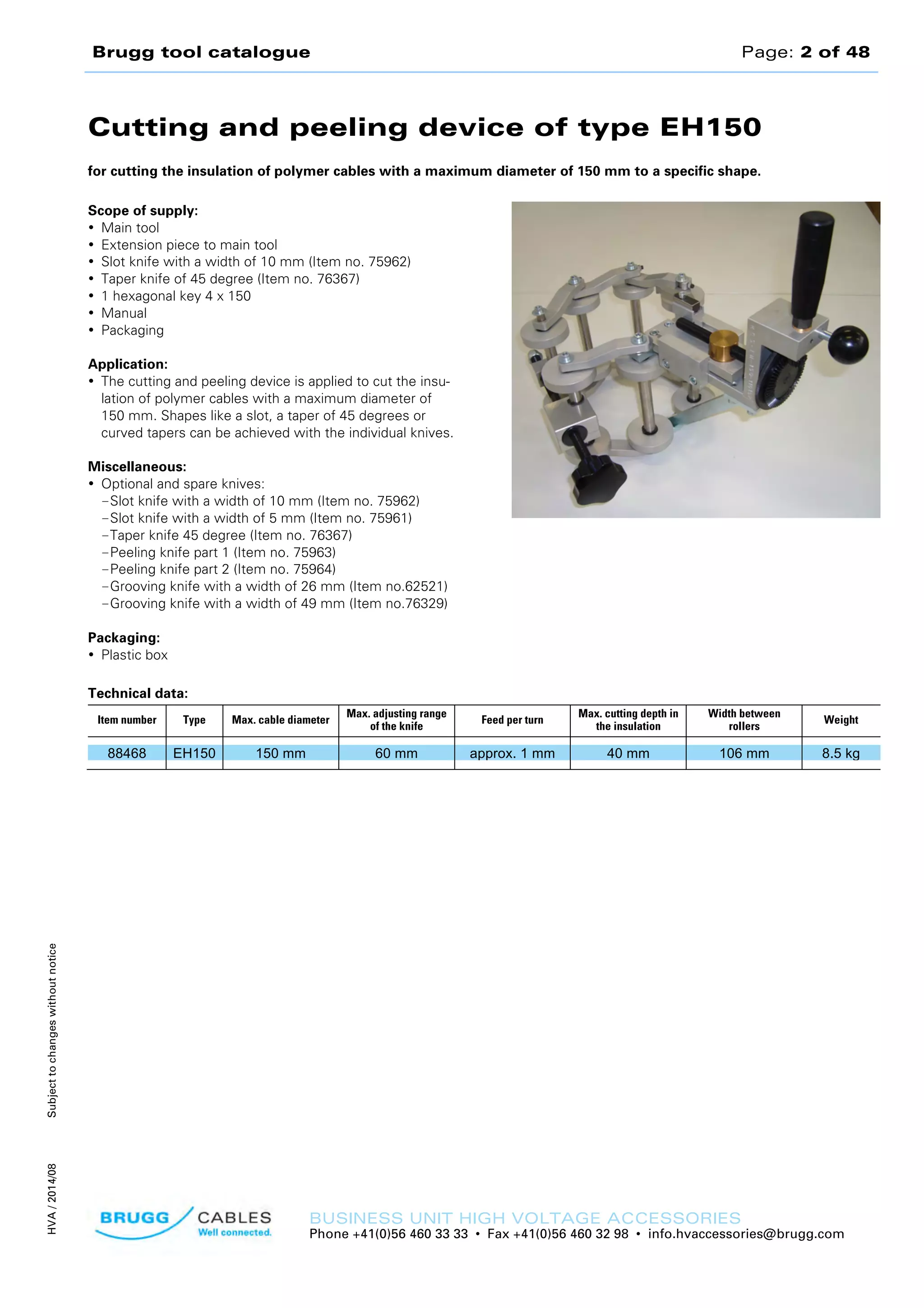 Brugg Cable Tools - High Voltage Cable Jointing Tools | PDF