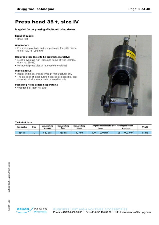 Brugg Cable Tools - High Voltage Cable Jointing Tools | PDF