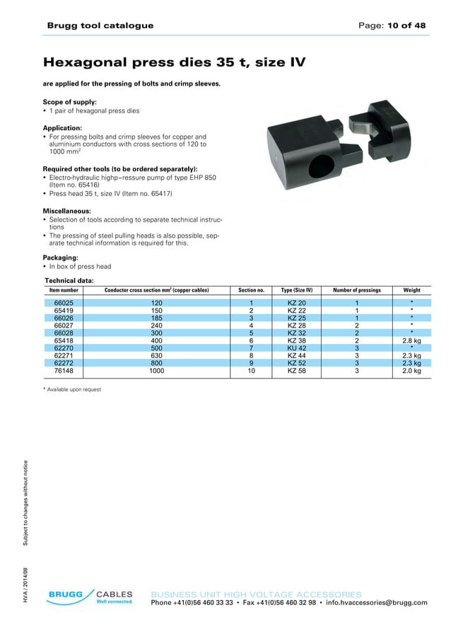 Brugg Cable Tools - High Voltage Cable Jointing Tools | PDF
