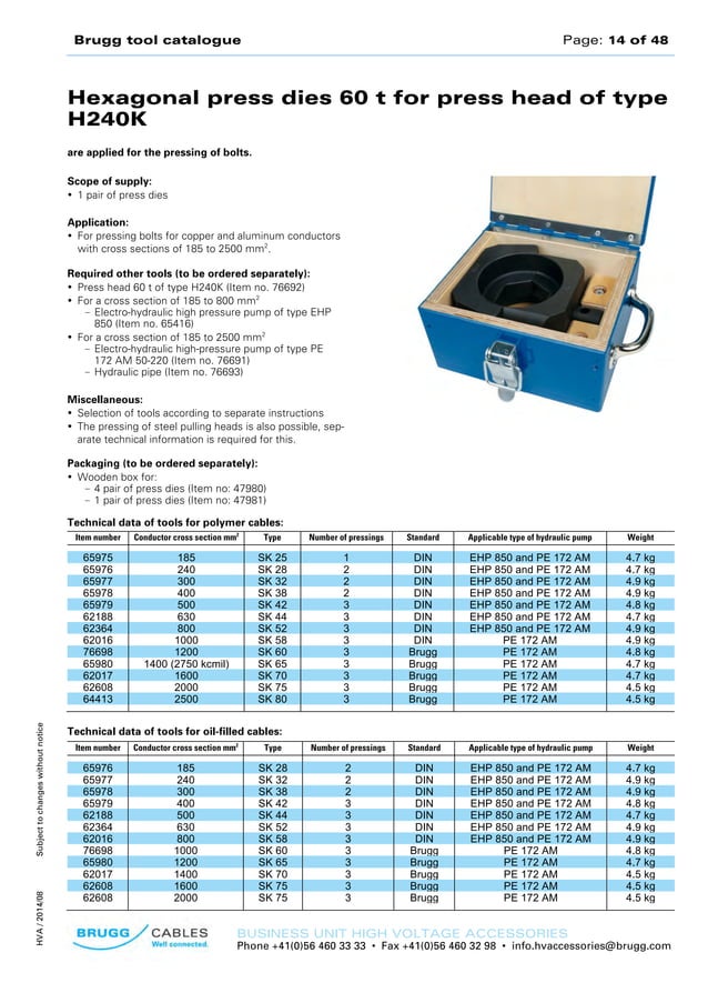 Brugg Cable Tools - High Voltage Cable Jointing Tools | PDF