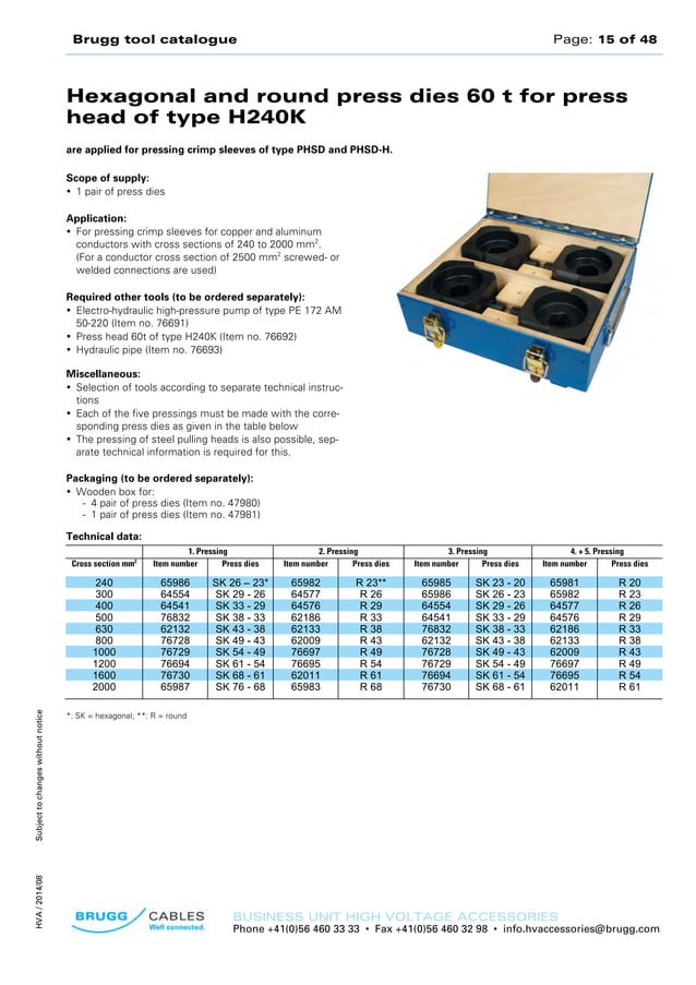 Brugg Cable Tools - High Voltage Cable Jointing Tools | PDF