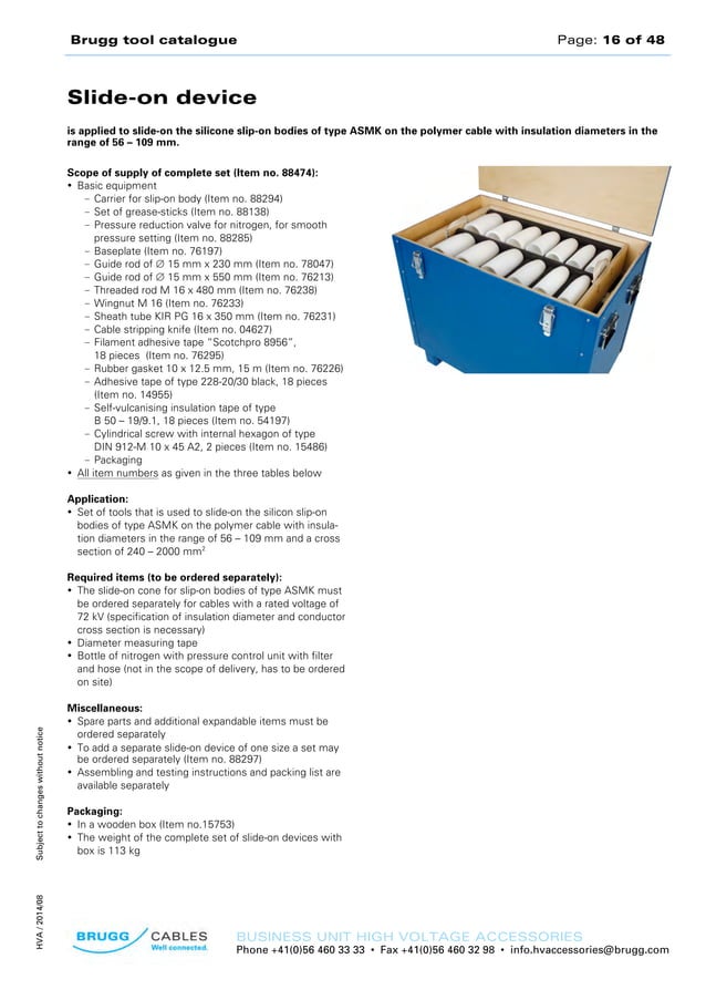 Brugg Cable Tools - High Voltage Cable Jointing Tools | PDF