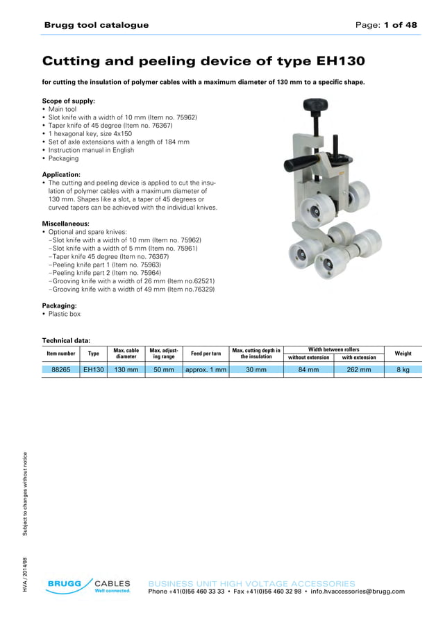 Brugg Cable Tools - High Voltage Cable Jointing Tools | PDF