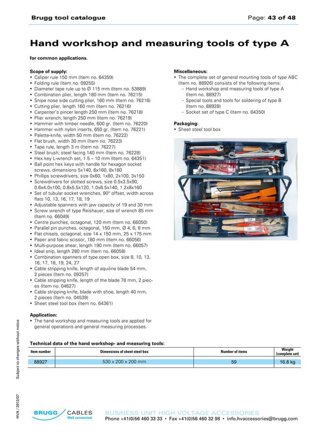Brugg Cable Tools - High Voltage Cable Jointing Tools | PDF