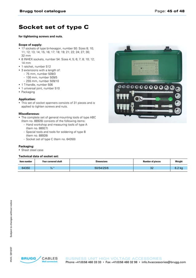Brugg Cable Tools - High Voltage Cable Jointing Tools | PDF