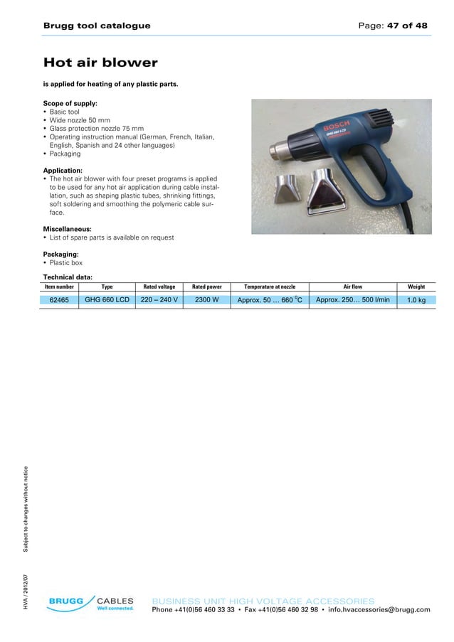 Brugg Cable Tools - High Voltage Cable Jointing Tools | PDF