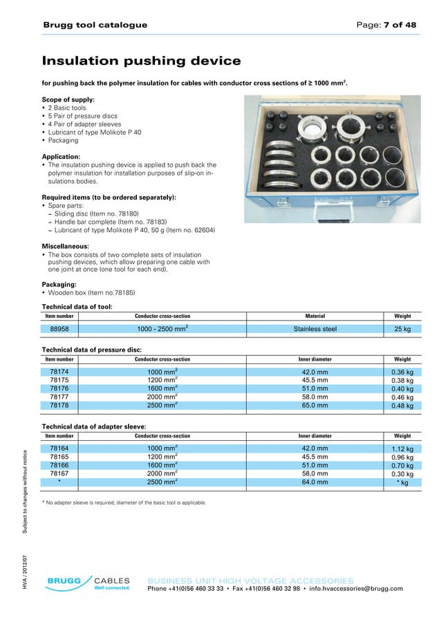 Brugg Cable Tools - High Voltage Cable Jointing Tools | PDF