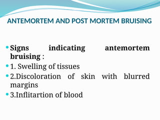 BRUISES AND LACERATIONS.pptx forensic medicine | PPTX