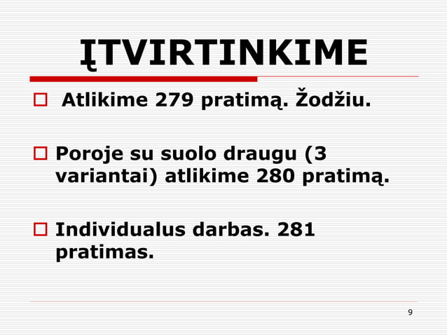 Brūkšnys tarp veiksnio ir tarinio | PPT