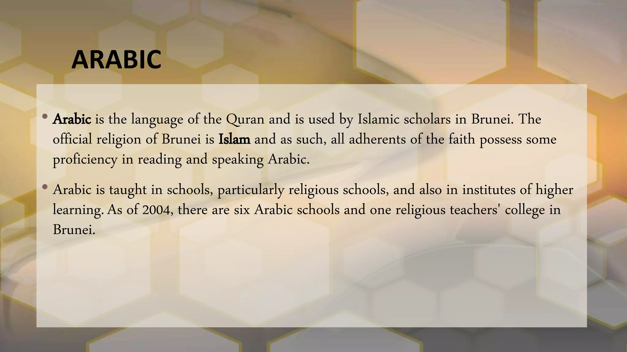 Brunei Darussalam Languages & Literature | PPTX