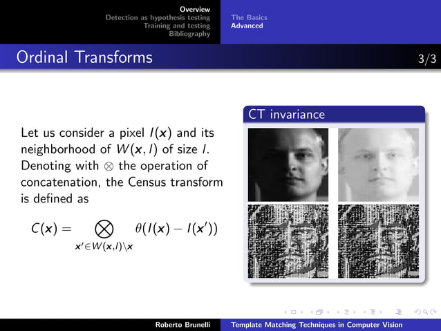 Brunelli 2008: template matching techniques in computer vision | PPT