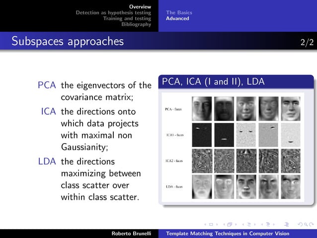 Brunelli 2008: template matching techniques in computer vision | PPT