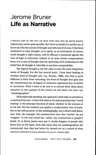 Bruner life as narrative | PDF