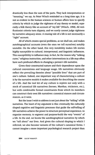 Bruner life as narrative | PDF