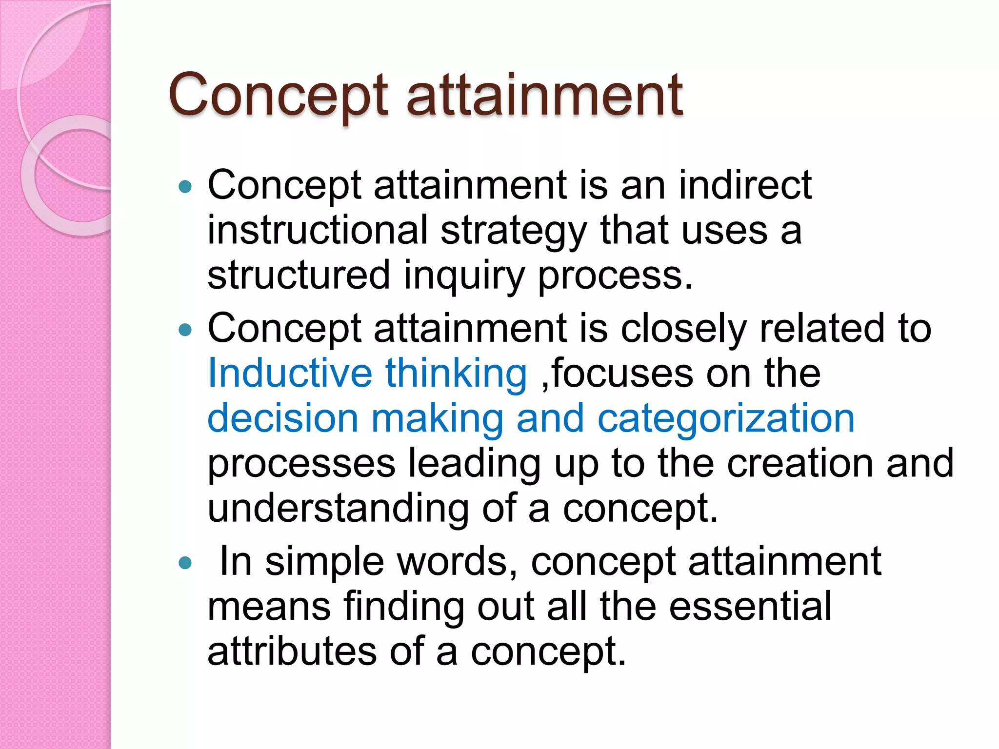 Bruner’s concept attainment model | PPTX