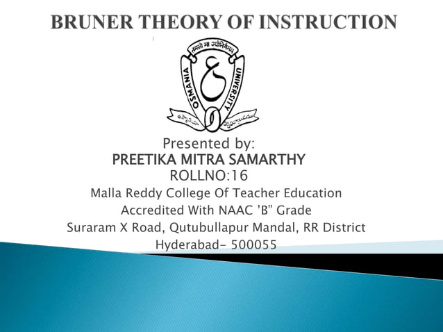 Bruner theory of instruction | PPTX