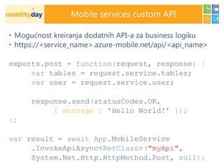 [CROATIAN] Windows Azure Mobile Services | PPTX | Databases | Computer ...