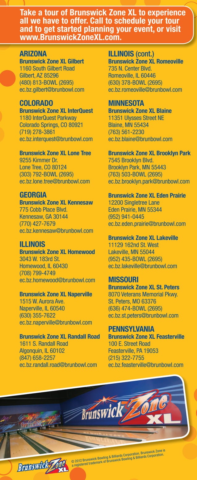 Group Events at Brunswick Zone XL | PDF