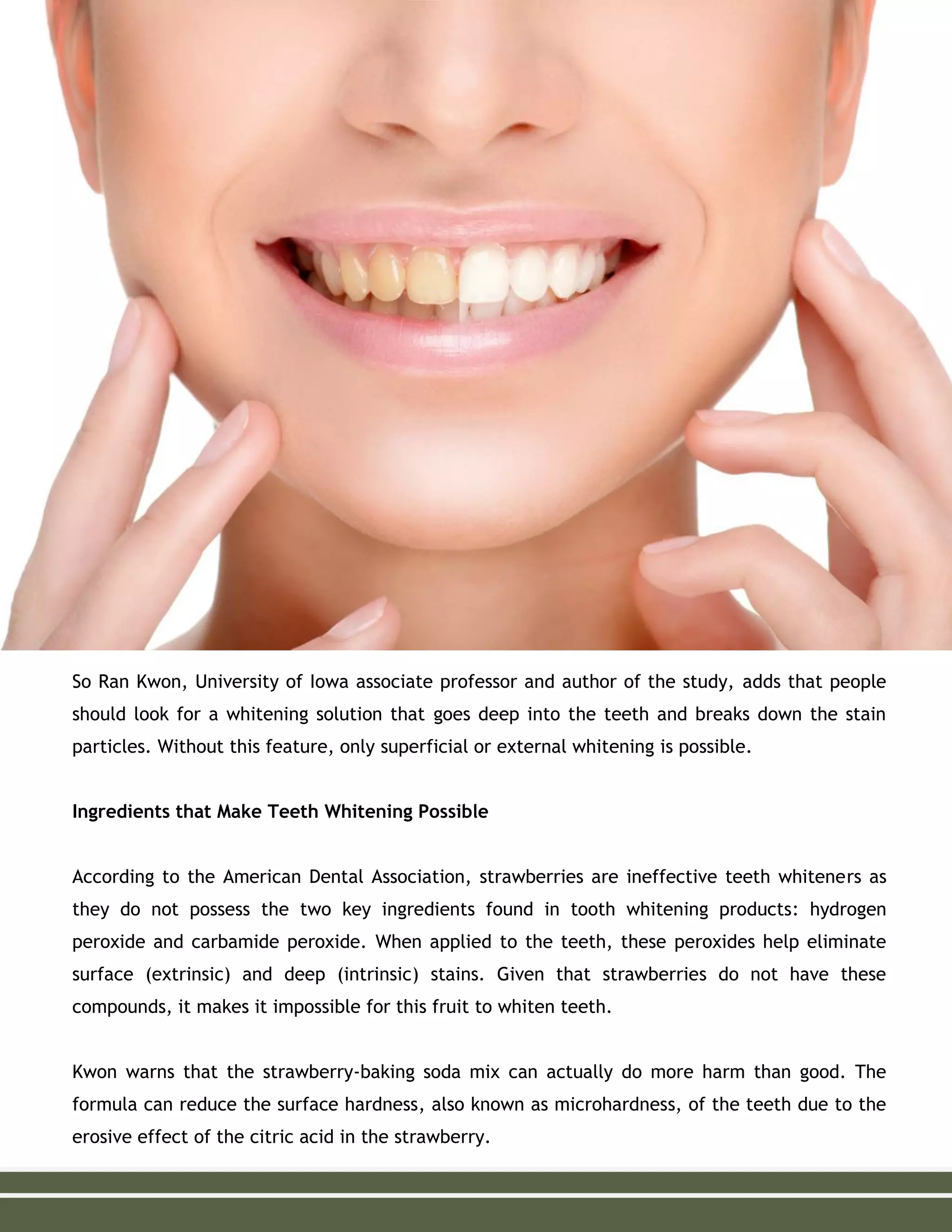 Brushing with Strawberry-Baking Soda Mixture Will Not Whiten Teeth: Study | PDF