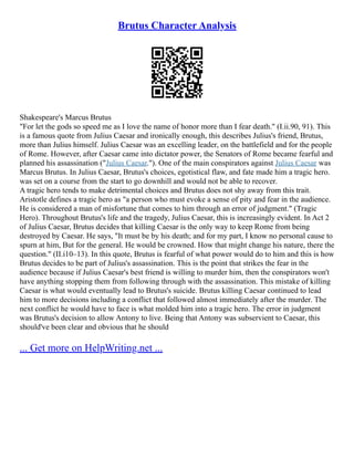 Brutus Character Analysis | PDF