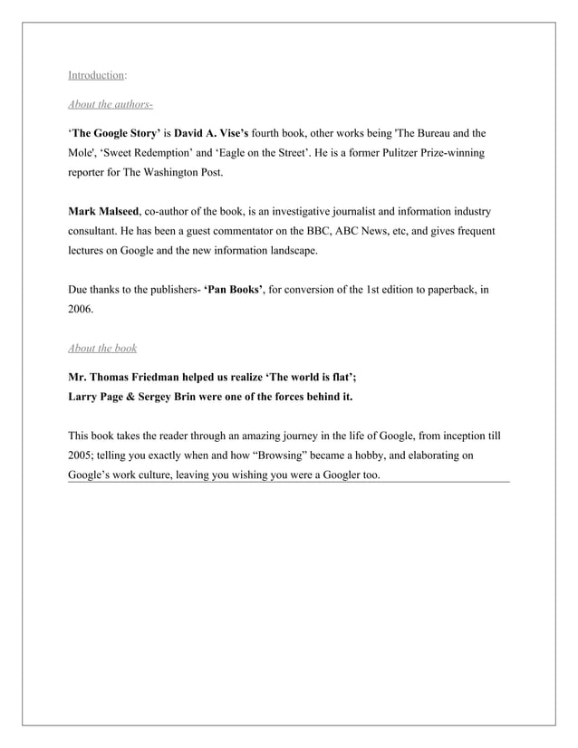 Review - The Google Story by David A Vise | PDF