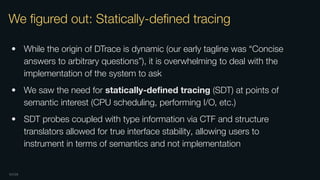 DTrace at 21: Reflections on Fully-grown Software by Bryan Cantrill | PPT