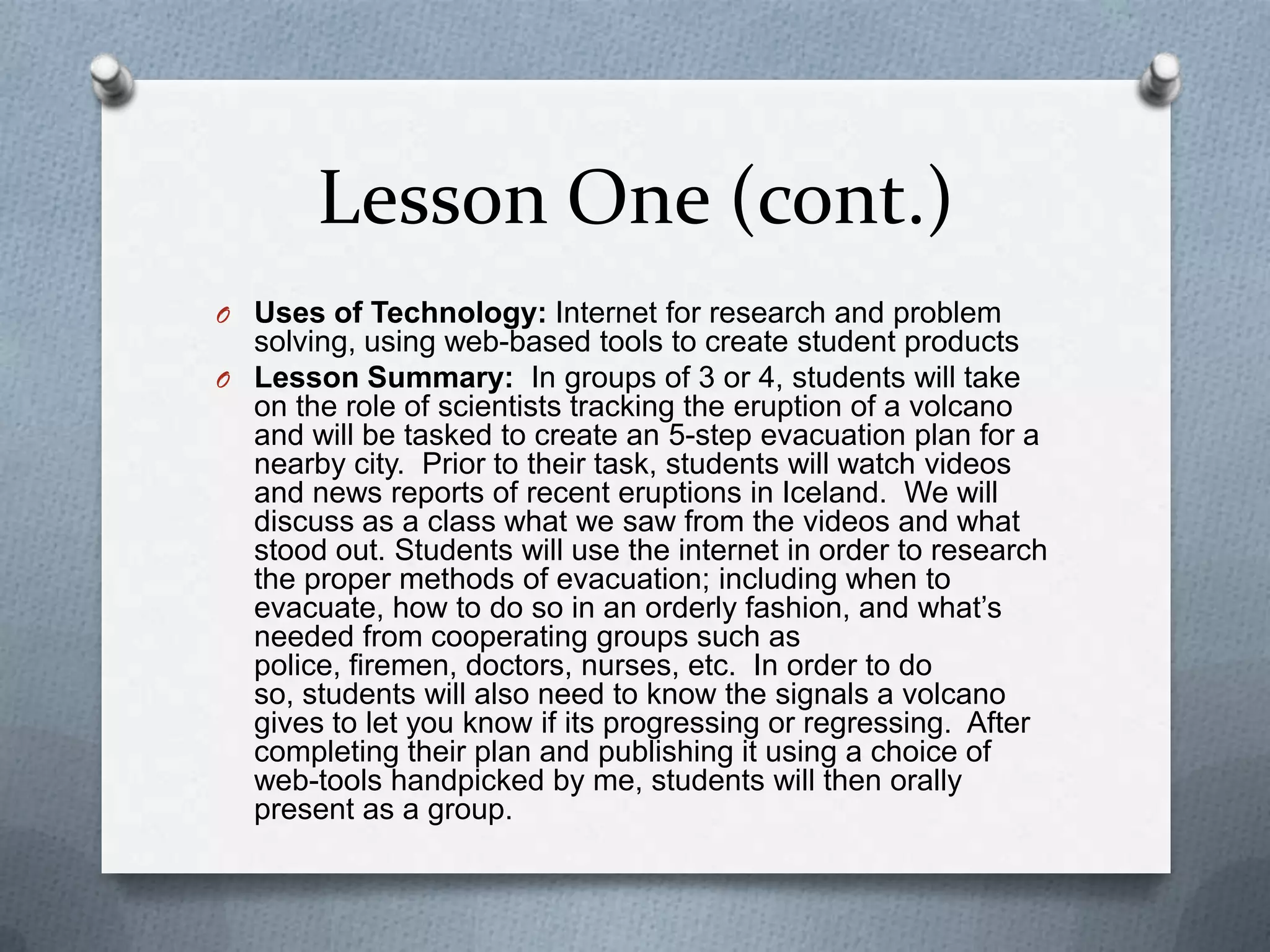 web enhanced learning mini-lesson plans project | PPT