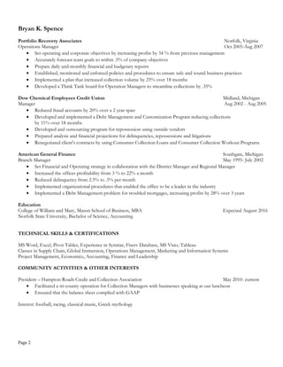 Bryan k spence resume march 2016 | DOC