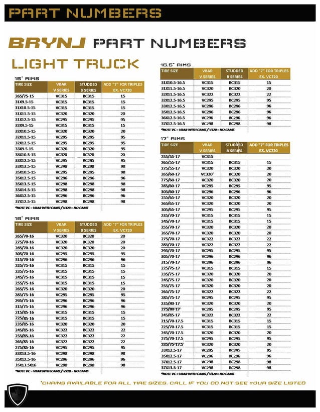 Brynj Tire Chain Catalogue 2020 | PDF