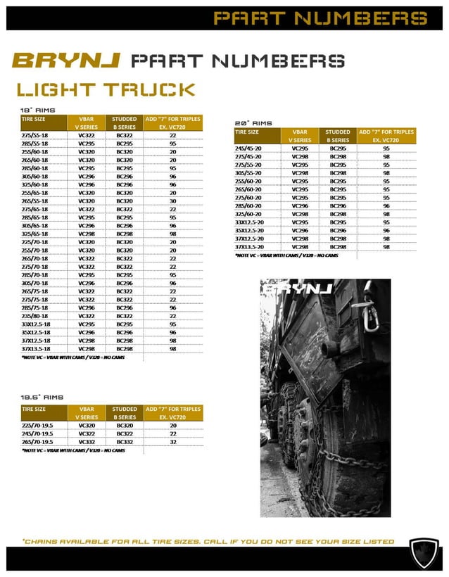 Brynj Tire Chain Catalogue 2020 | PDF