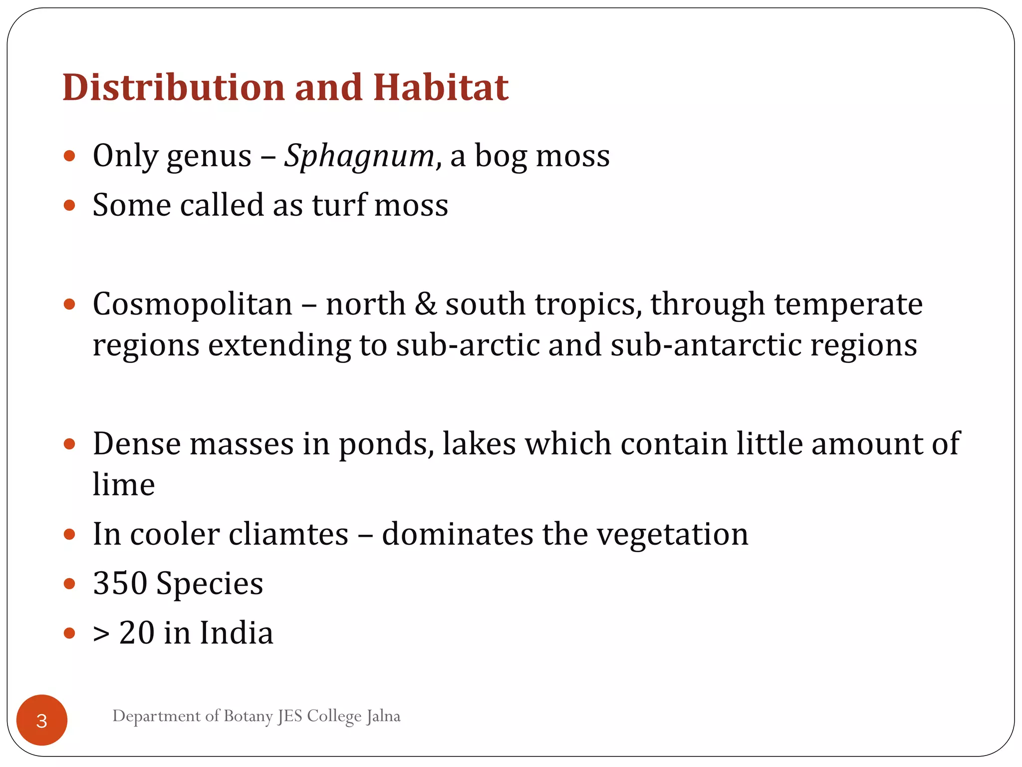 Bryophytes order sphagnales | PDF