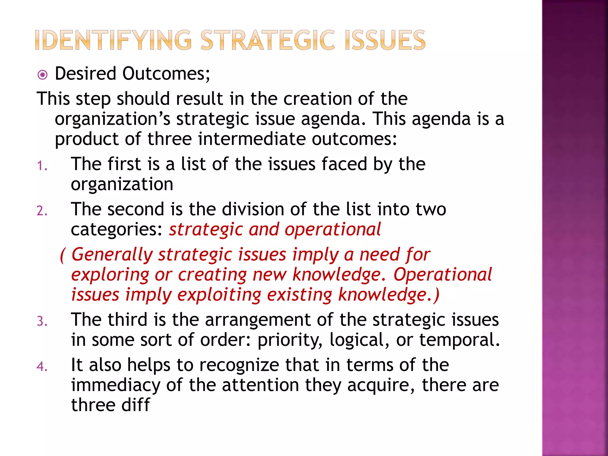 Bryson. chapter 6. identifying strategic issues facing the organization ...