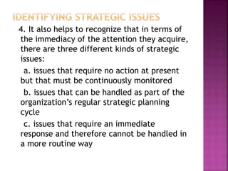 Bryson. chapter 6. identifying strategic issues facing the organization ...