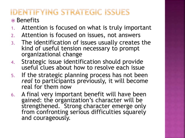 Bryson. chapter 6. identifying strategic issues facing the organization ...