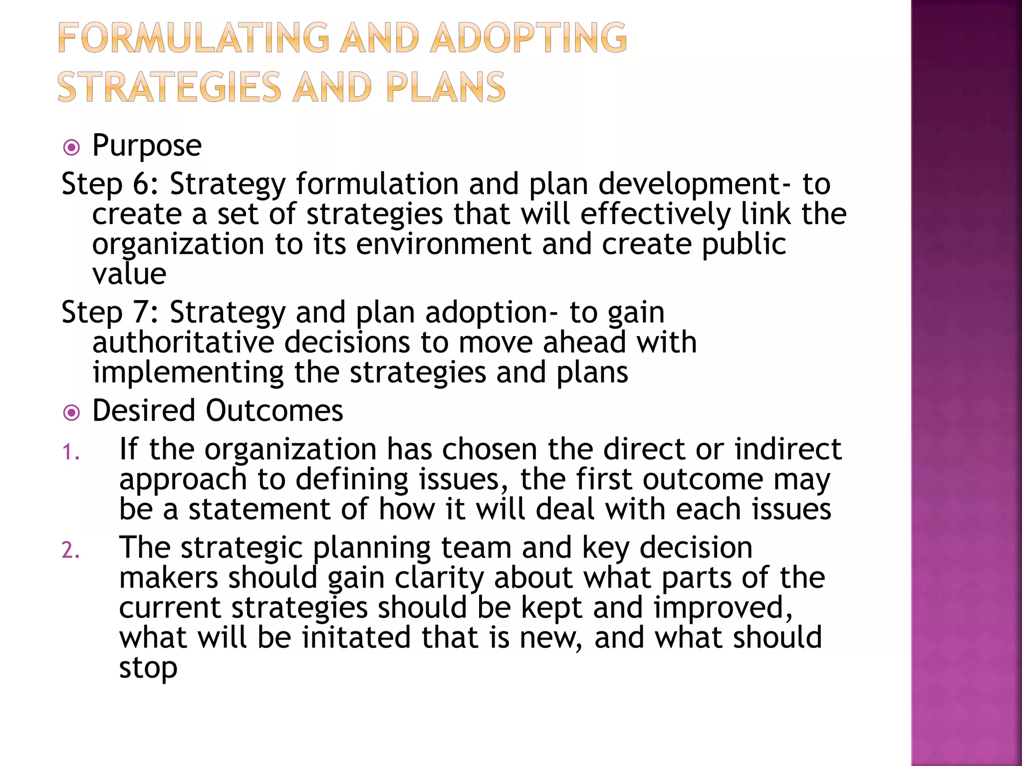Bryson. chapter 7. formulating and adopting strategies and plans | PPTX