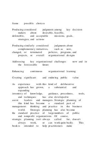 Bryson, J. M. (2018). Strategic planning for public and nonpro | DOCX