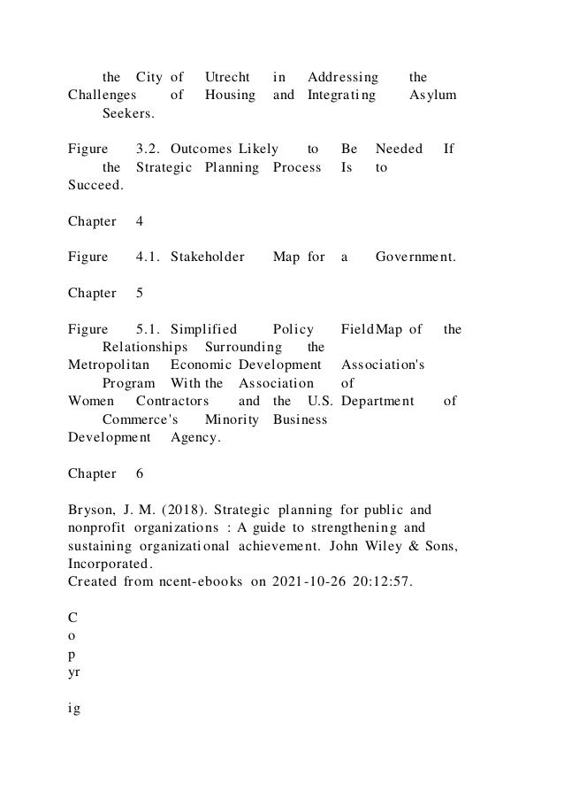 Bryson, J. M. (2018). Strategic planning for public and nonpro | DOCX