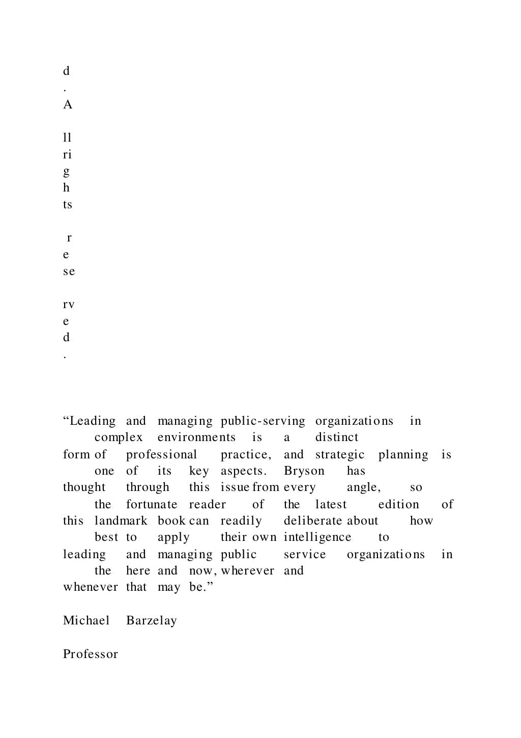 Bryson, J. M. (2018). Strategic planning for public and nonpro | DOCX