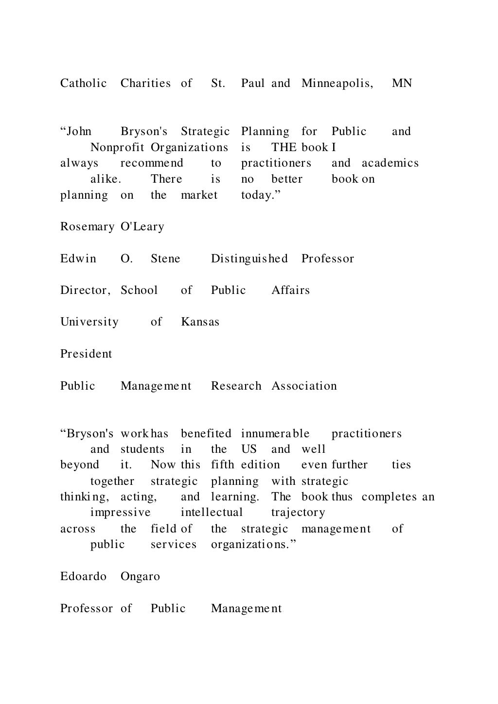 Bryson, J. M. (2018). Strategic planning for public and nonpro | DOCX