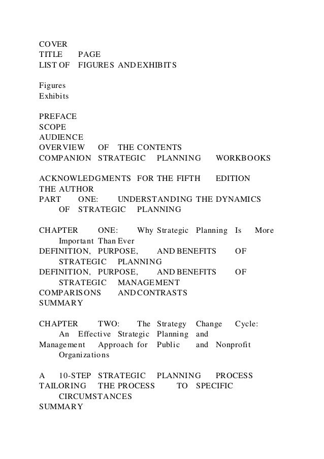 Bryson, J. M. (2018). Strategic planning for public and nonpro | DOCX