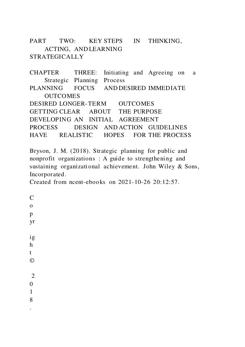 Bryson, J. M. (2018). Strategic planning for public and nonpro | DOCX
