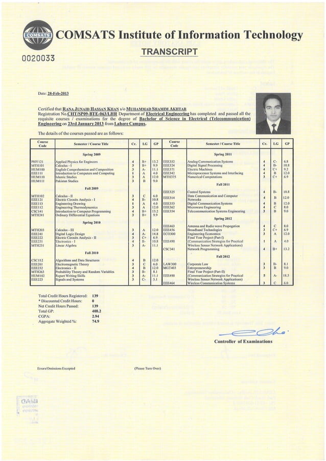 B.Sc. Transcript | PDF