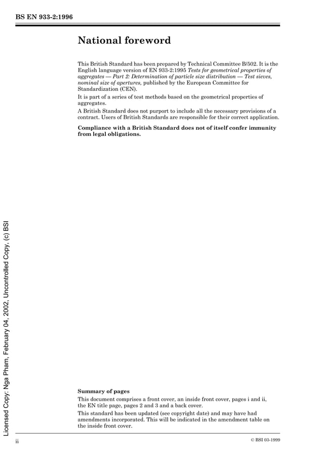 Bs en933-2 | PDF | Civil Engineering Industry | Industries