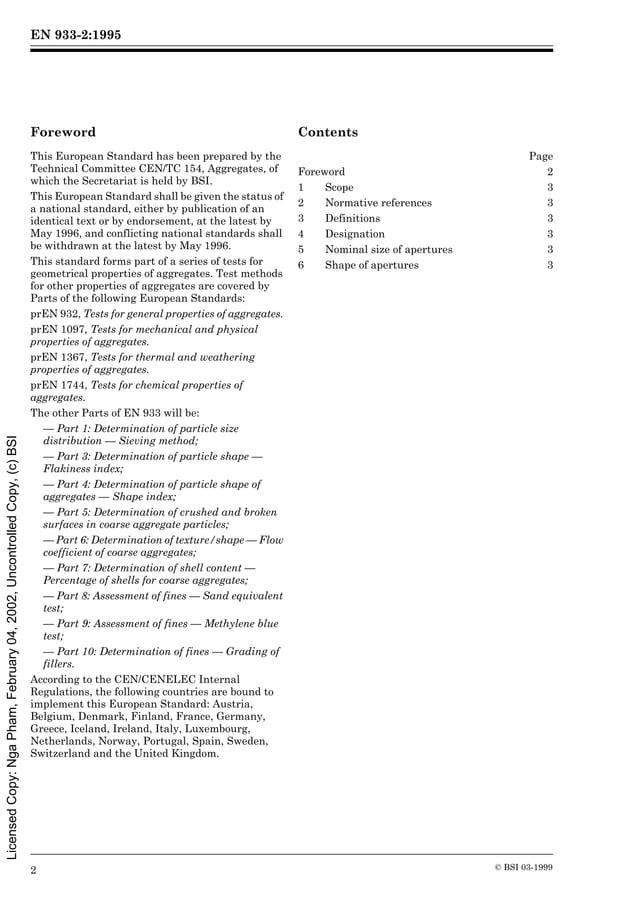 Bs en933-2 | PDF | Civil Engineering Industry | Industries