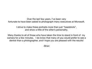 Brian Smale Photography - Microsoft Executive Portraits | PDF