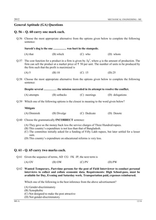 gate question paper ME | PDF