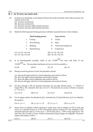 gate question paper ME | PDF
