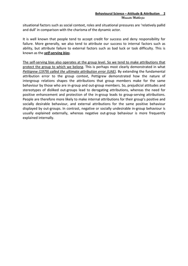 Bs 101 module 4a - attitude and theories of attribution | PDF